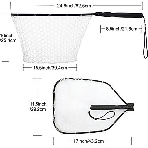 GOODCAT Fly Fishing Net, Bass Trout Landing Net, Folding Fishing Nets Fresh Water, Safe Fish Catching or Releasing, Fly Fishing net Magnetic Release (A:Square-Extend Length:24.6")