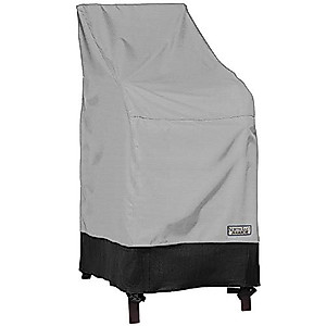 North East Harbor NEH Outdoor Stackable-Chair Patio Furniture Cover - 28" W x 30" D x 49" H - Breathable Material, Sunray Protected, and Weather Resistant Storage Cover - Gray with Black Hem