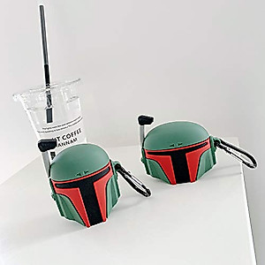 VARWANEO Earphone Case for AirPods 1&2, 3D Popular Cute Mandalorian Boba Fett Silicone Design, Soft Silicone Portable&Shockproof Airpods Cover, for Apple Airpods 2&1 Charging Case (Boba Fett)