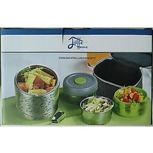 Lille Home Lunch Box Set, An Vacuum Insulated Bento/Snack Box Keeping Food Warm for 4-6 Hours, Two BPA-Free Food Containers, A Lunch Bag, A Portable Cutlery Set, Smart Diet, Weight Control (Pink)