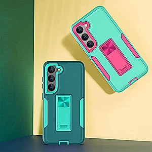 wulibox Professional Design for Samsung Galaxy S22 Plus Case with Stand, Shockproof Drop Protection, Fit for Magnetic Car Mount, Upgrade Hard PC&Premium Soft TPU Kickstand for Women (Lake Blue)