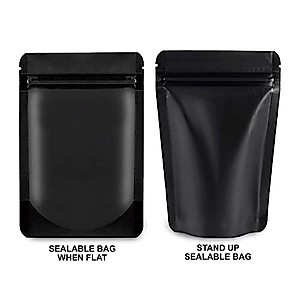 100 Pcs Mylar Bags 4x6 Resealable Mylar Food Storage Bags With LABELS Mylar Ziplock Bags Smell Proof Bags resealable bags for small business Air Tight Herb and Food Storage Food and Lip Gloss, Jewelry, Eyelash Packaging Self Sealing Storage Supplies (Matt