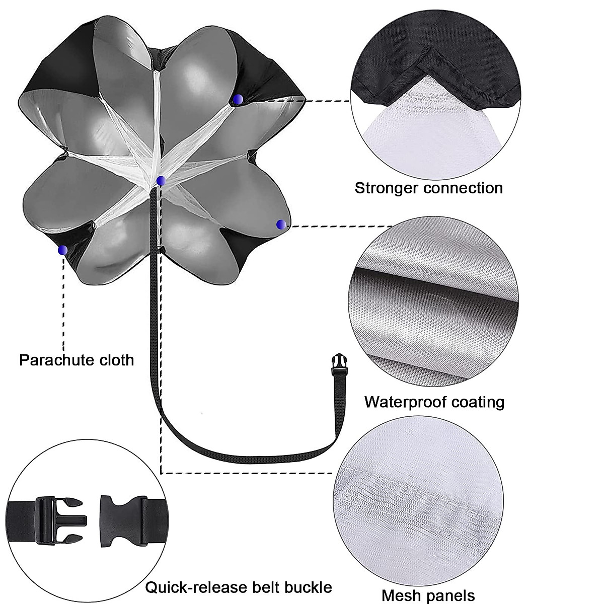 Uyomal Running Speed Training,Speed Chute Resistance Parachute for Speed and Acceleration Training 56-Inch (1 Umbrella)