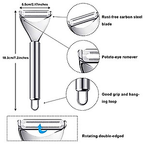 2 Pieces Stainless Steel Lemon Grater Zester Potato Peelers Stainless Steel Y Peeler Orange Citrus Peeler Tool with Channel Knife and Hanging Loop for Home Kitchen Fruits
