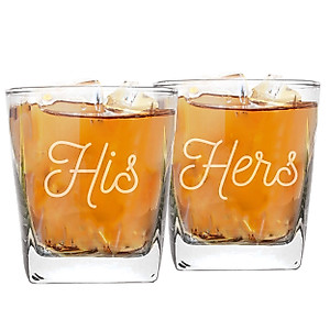 My Personal Memories His and Hers Square Rocks Whiskey Glasses Gift Set of 2