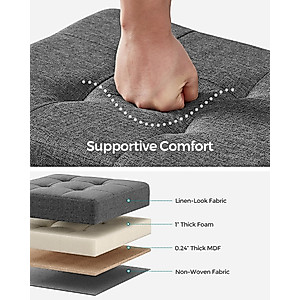 SONGMICS Storage Ottoman, Folding Storage Bench, Ottoman with Storage, Storage Ottoman Bench, for Living Room, Bedroom, 12.6 x 15.8 x 13.2 Inches, Dark Gray ULSF012G01