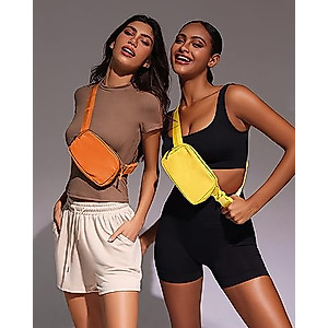 YOSHUYUKI Waist Belt Bag for Women Lulu Dupes Mini Small Crossbody Purse Sling Bag Cute Fashion Waterproof Fanny Pack Over The Shoulder Bags Fashionable Travel Running Belt Pouch Bum Bag Navy Yellow