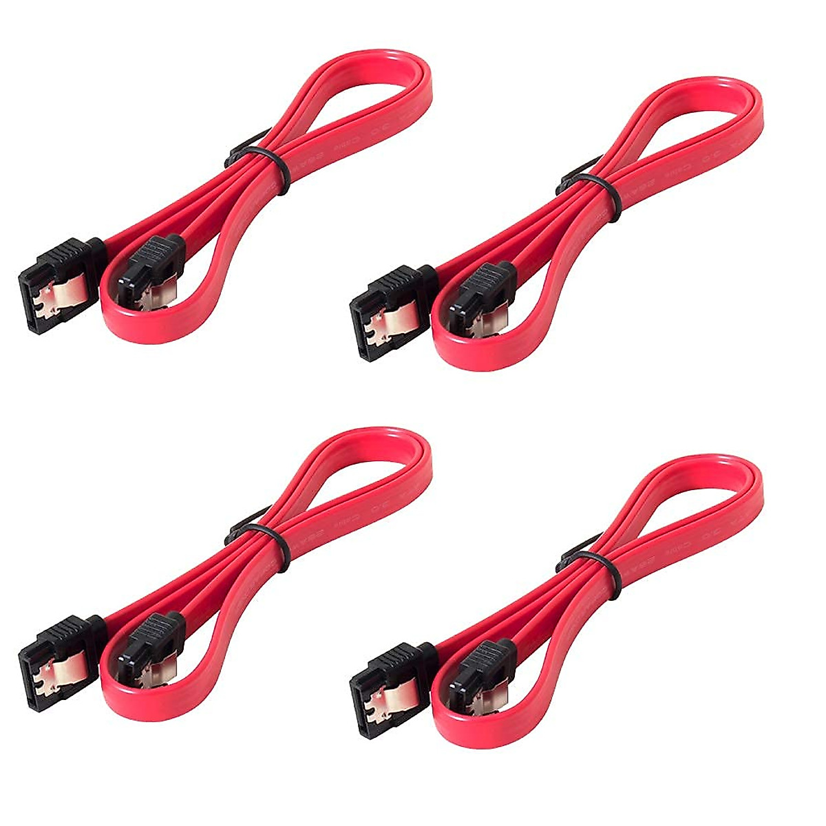 USECL 4 Pack Straight SATA III Hard Disk Cable 6.0GBPS,7pin Female to Female Date Cable with Locking Latch,Length :18 inches（red）