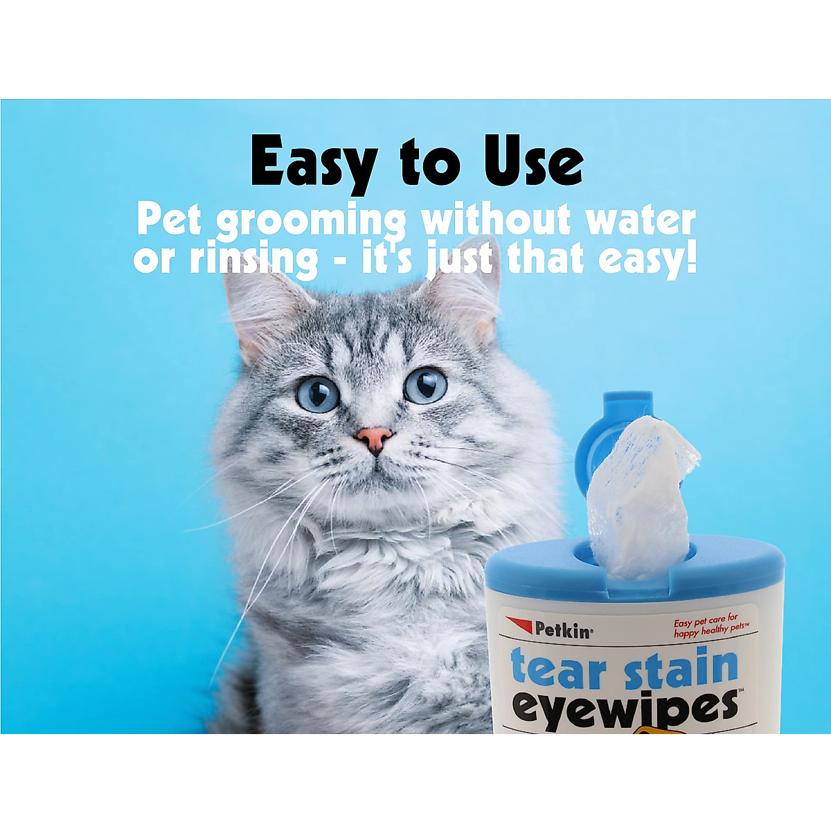 Petkin Pet Eye Wipes, 30 Moist Wipes - Gentle Eye Cleaning Wipes Remove Dirt, Discharge, & Tear Stains - Super Convenient Pet Wipes for Dogs, Cats, Puppies & Kittens - Ideal for Home or Travel