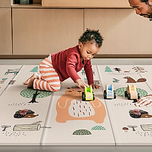 UANLAUO Foldable Baby Play Mat, Extra Large Waterproof Activity Playmats for Babies,Toddlers, Infants, Play & Tummy Time, Foam Baby Mat for Floor with Travel Bag