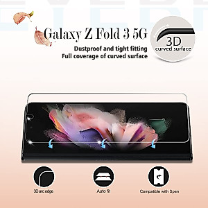 Galaxy Z Fold 3 5G Screen Protector + Camera Lens Protectors By YEYEBF, [2+2 Pack] Full Coverage Tempered Glass Screen Protector for Galaxy Z Fold 3 [Case-Friendly][Anti-Shatter][3D Glass]