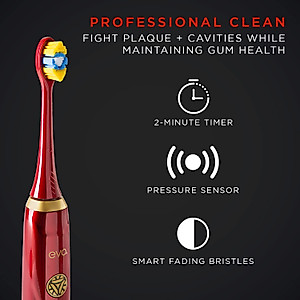 evo IRM-1 Rechargeable Sonic Toothbrush, Marvel Iron Man Electric Toothbrush for Adults, Electric Toothbrush with 4 Toothbrush Heads & Charger Included