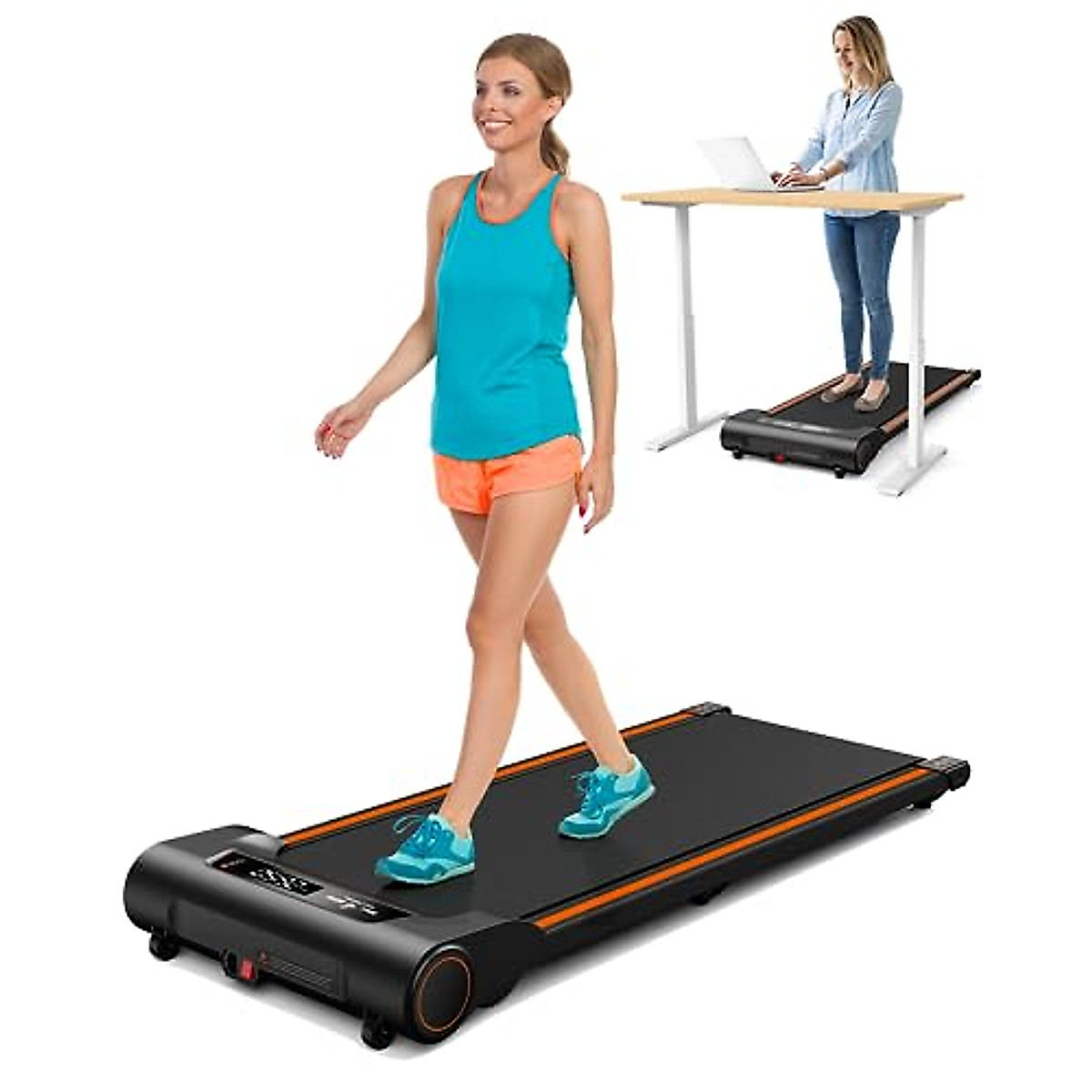 Walking Pad, GORPORE Under Desk Walking Treadmill for Home Office, Portable Mini Treadmill with Wider Running Belt and Remote Control