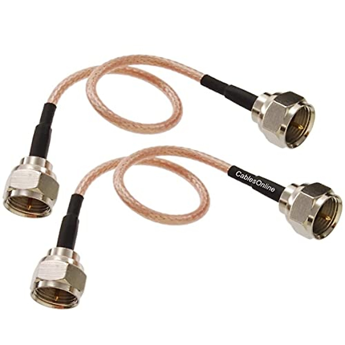 CablesOnline, 2-Pack 6-inches Slim Coax 75-ohm RG179 with F-Type Connectors TV, Satellite & Antenna Cable, SI-FF100-2