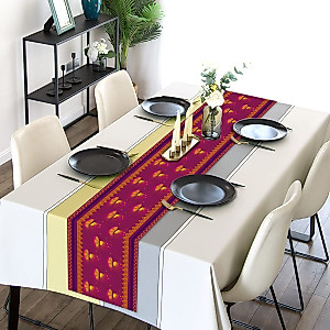Linen 13x72'' Diwali Table Runner Indian Festival of Lights Decoration for Kitchen Dinning Room Decor