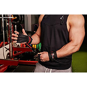 OHMY FIT All-in-One Wrist Wrap Glove: Elevate Your Workout with Ventilation, Callus Prevention & Wrist Support - 22" L x 3" W. Ideal for Powerlifting, Strength Training, CrossFit. (Medium)