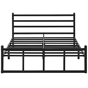 GreenForest Queen Bed Frame with Headboard Heavy Duty Metal Platform Mattress Foundation with Square Slats Support No Box Spring Needed, Black