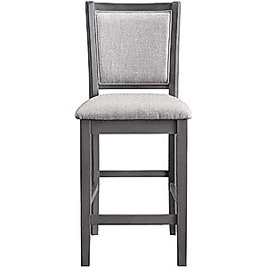 New Classic Furniture Amy Kitchen Counter Island Dining Table for 4 with Storage Shelf & USB Chargers, Contemporary Gray