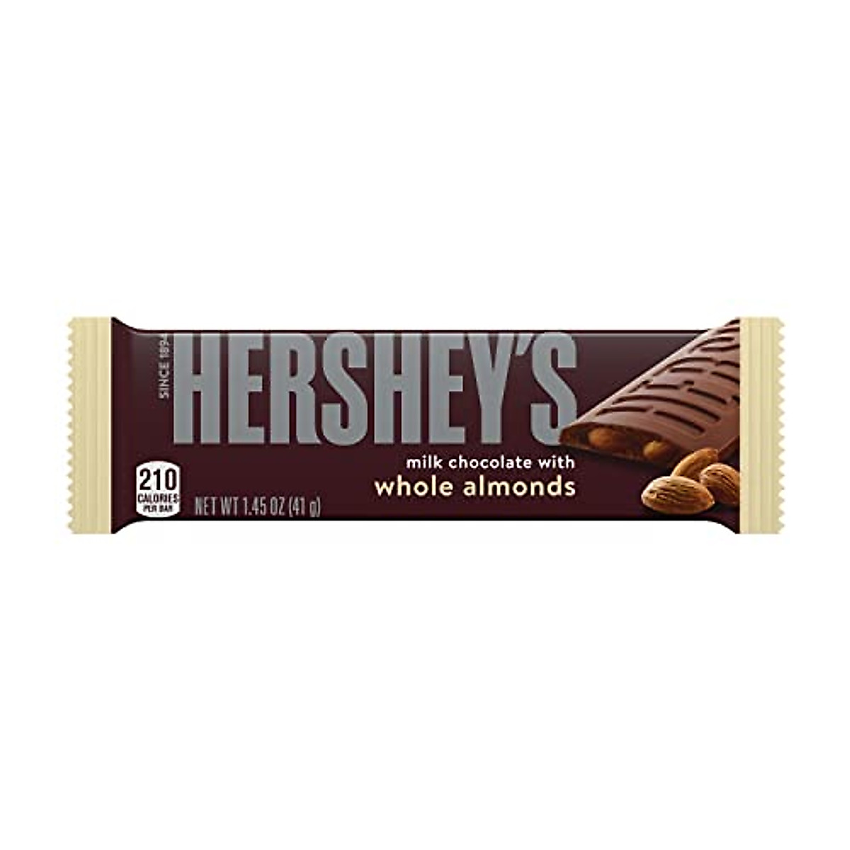 HERSHEY'S Milk Chocolate with Whole Almonds Candy Bars, 1.45 Oz (6 Count)