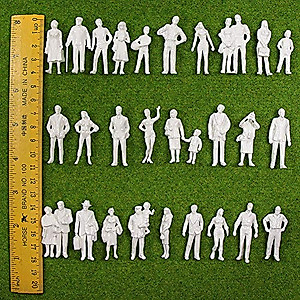 P4310B 90pcs O Gauge White Standing Figures Unpainted 1:43 Scale People Passengers for Model Train Miniature Scenery Layout
