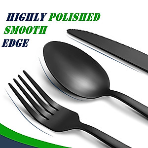 Matte Black Silverware Set for 4, 20 Piece Black Utensils Flatware Set, Stainless Steel Tableware Cutlery Set for Home Kitchen Includes Forks Spoons and Knives Set, Dishwasher Safe