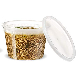 Basix [24 Count 16 Oz Combo] Disposable plastic Deli Food Storage Containers With Plastic Lids, Leakproof, Great For Meal Prep, Picnic, Take Out, traveling, Fruits, Snack, or Liquids