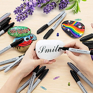 Permanent Markers, Black Permanent Marker Pens, 30 Count Fine Point Basic Marker Set