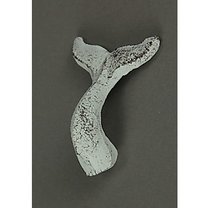 Zeckos Set of 12 Distressed White Cast Iron Whale Tail Drawer Pulls Decorative Bathroom Cabinet Knobs Coastal Kitchen Handle Decor Accessories - 2.25 Inches Long