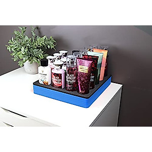 Polar Whale Lotion and Body Spray Stand Organizer Large Tray Blue Black Durable Foam Washable Waterproof Insert for Home Bathroom Bedroom Office 12.3 x 11.75 x 2 Inches 20 Slots