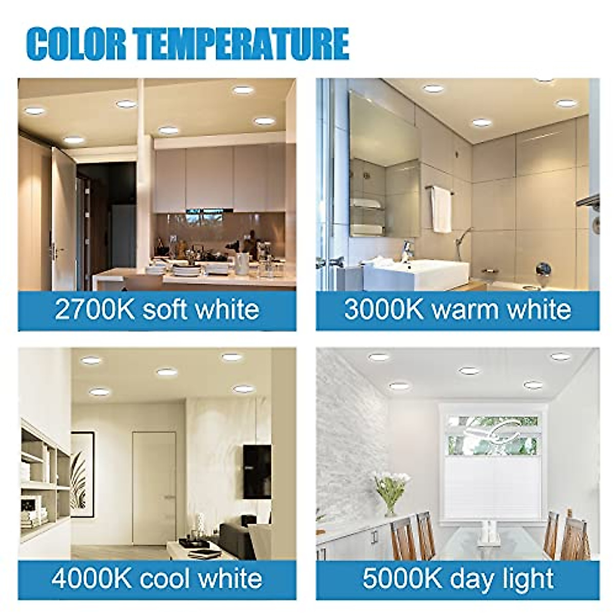 ECOELER 24 Pack 6 Inch LED Low Profile Recessed & Surface Mount Disk Light, Round, 16.5W,1000 Lumens, 4000K Cool White, CRI90, Driverless Design, Dimmable, ETL Listed, White