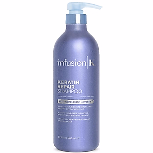 Infusion K Intense Repair Shampoo with Rosehip & UltraKeratin Complex - Moisturizes & Strengthens | Repair Dry Damaged Weak Hair | Color Safe, Paraben, Cruelty, & Sulfate Free | USA Made (32 oz)