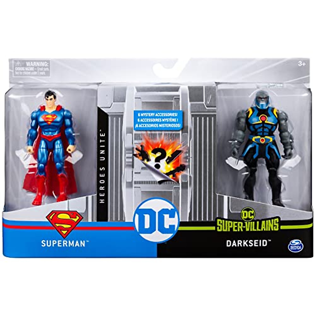 DC Comics, 4-Inch Superman vs. Darkseid Action Figure 2-Pack with 6 Mystery Accessories, Adventure 1
