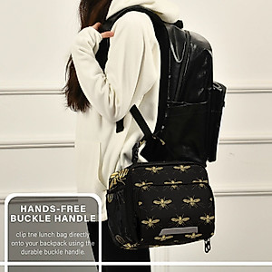 Glaphy Gold Bee Lunch Bag, Cooler Lunch Tote Box Insulated Lunch Bags Food Container for Men Women Kids