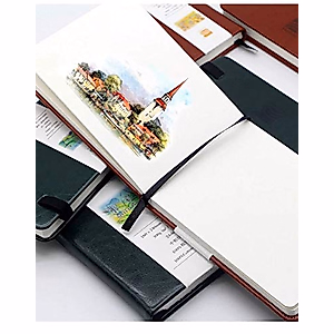 BAOHONG Academy' Watercolor Journal, PU Leather Cover, 24 Sheets Sized 6.2" x 9.4", Cold Press Academy Grade Watercolor Paper, 100% Cotton 140 lb (300 GSM), Travel Art Journal