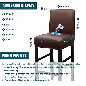 Shukii Waterproof Bar Stool Chair Covers Stretch PU Leather Barstools Chair Seat Cover with Backs Universal Chair Slipcovers Protector Chair Cover for Pub Kitchen (Black, 4pcs)