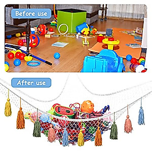 LXUNYI Stuffed Animal Net or Hammock, Net for Stuffed Animals, Plush Toy Net Hammock for Stuffed Animals with Tassels Corner Hanging Mesh Toys Stuffy Net Hammock for Wall