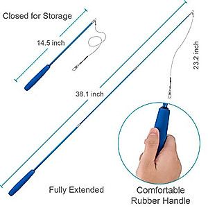 Retractable Cat Wand, Interactive Catcher Teaser Cat Toy 3-Section Teaser Cat Wand Fishing Pole Toy Exerciser for Cat and Kitten (Not Include Replacement)