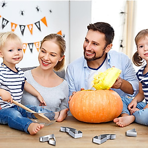 10 Pieces Halloween Pumpkin Carving Kit Stainless Steel Carver Set Pumpkin Carving Stencils Metal Carving Stencils, Simple Safe Carving Tools for Kids & Adults