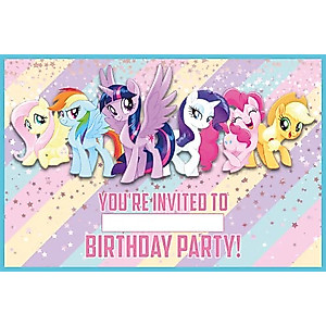 Set of 20 Pony Little -Themed Happy Birthday Invitation Cards & Envelopes - Lightweight (240g), Postcard Style Invites for the Perfect Party Pack