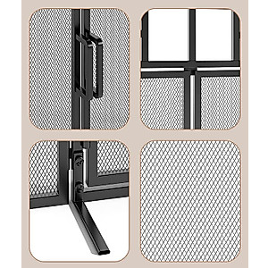 Fire Beauty 3-Panel Folding Fireplace Screen with Magnetic Hinged Doors, Solid Wrought Iron Panels Fire Spark Guard