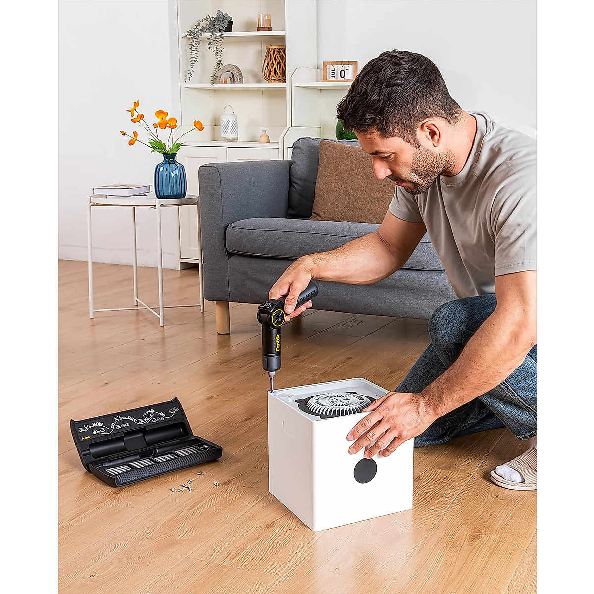 Fanttik Fold S1 APEX 3.7V Cordless Screwdriver, Electric Screwdriver, Screen Interaction, Pivot Handle, High/Low RPM Options, Max 7N.m, 1/4''Hex, Ideas DIY Tool - Deluxe Edition