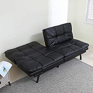 FANYE Black PU Leather Tufted 71" W