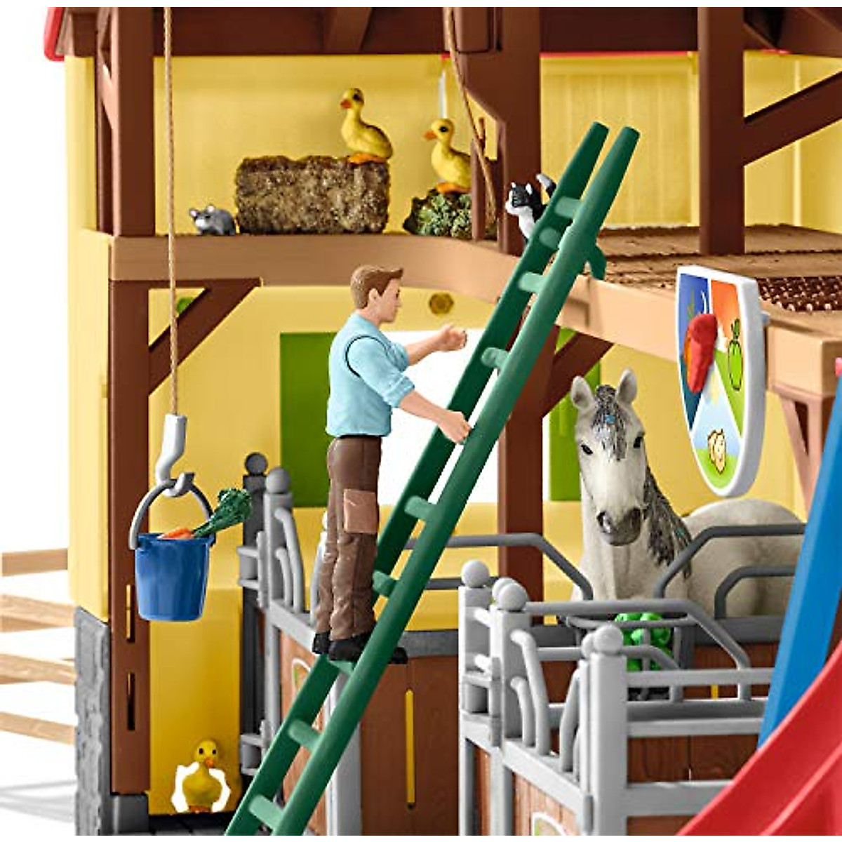 Schleich Farm World, 30-Piece Playset, Farm Toys and Farm Animals for Kids Ages 3-8, Horse Stable 10.5 x 49 x 34.5 cm