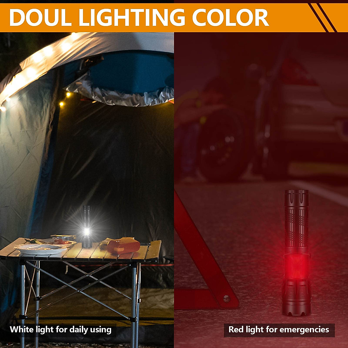 PHIXTON Flashlights Rechargeable LED High Lumens, Powerful 900,000 Lumen Flashlight, High Power Heavy Duty Red & White Flash Lights, Double Source, for Men Gift Emergency Hiking Work