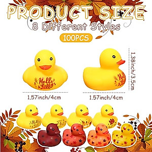 Hiboom Thanksgiving Rubber Ducks 1.38 Inch Fall Rubber Duck with Leaf Pumpkin Patterns Thanksgiving Themed Bathtub Toys Treat Gifts Thanksgiving Party Favor Table Decor(100 Pcs, Vibrant)