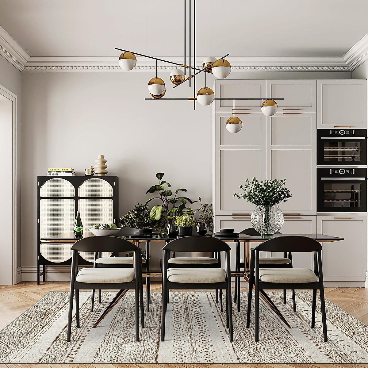 8x10 Area Rugs Living Room Rugs: Large Machine Washable Rug with Non-Slip Backing Non Shedding Stain Resistant, Soft Geometric Moroccan Carpet for Dining Room Nursery Home Office - Brown