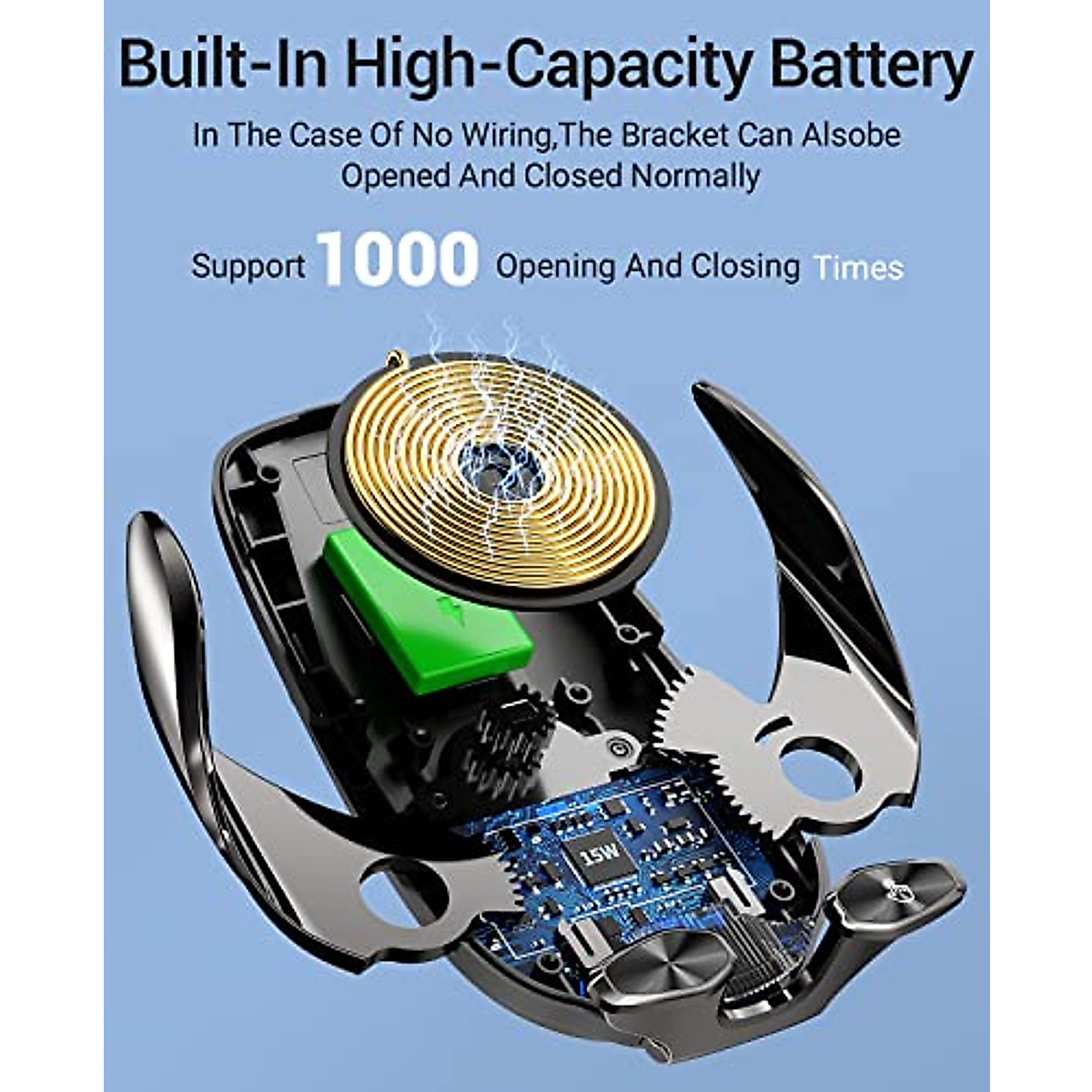 MEMOFO Wireless Car Charger Mount, 15W Fast Car Phone Holder Mount Wireless Charging Auto-Clamping, for iPhone 14 13 12 11 Pro Max Xs, Samsung Galaxy S21 S20, S10+ S9+ Note 9, etc