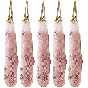 AHYUAN Hanging Mesh Storage Bags 5 Pack Onion Bags Mesh Garlic Net Bags Potatoes Bags Long and Large Reusable Net Storage Produce Bags for Fruit Veggies Garbage Bag for Home RV Camper Storage