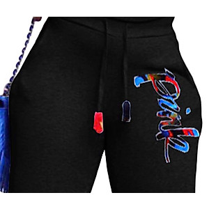 Sexyshine Women's Casual 2 Piece Camo Pink Letter Print Outfits Pullover Sweatshirt Tops and Long Pants Tracksuits Set Plus Size(9759BL,M)