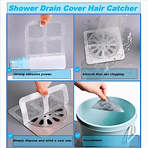 20Pcs Disposable Hair Drain Stickers, Shower Drain Hair Catcher Mesh Stickers,Drain Cover Hair Catcher, Bathroom, Laundry, Bathtub, Kitchen, Sink, Drain, Adhesive Window Screen Repair Tape Kit (20)